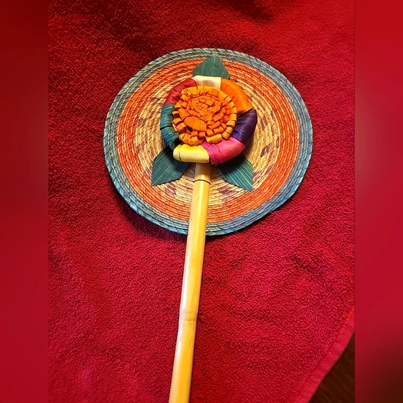 Vintage | Art | Vintage Handmade Woven Grass And Bamboo Fan | Poshmark